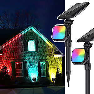 JSOT Solar Lights Outdoor Waterproof - Color Changing Spot Lights Outside, Solar Powered Spotlight Landscape Lighting Halloween Spotlights for Tree Garden Yard Pathway Driveway House Christmas