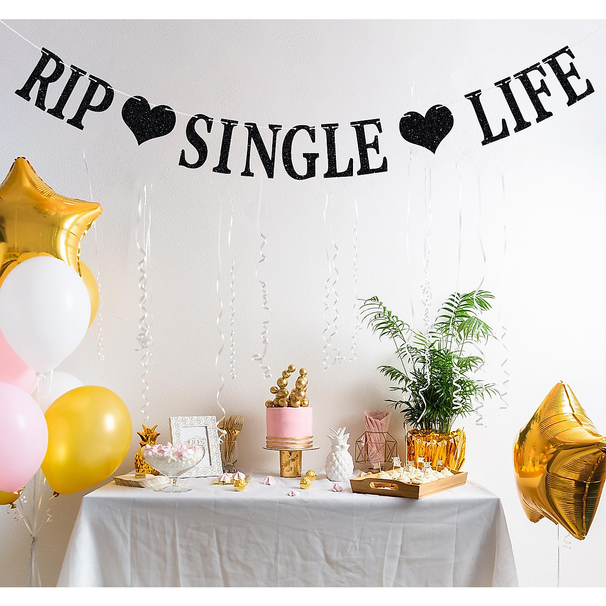 Rip Single Life Banner, Bride or Groom to Be, From Miss to Mrs, Tomorrow We Do, Glittery Funny Rude Bachelorette Party Decorations Supplies