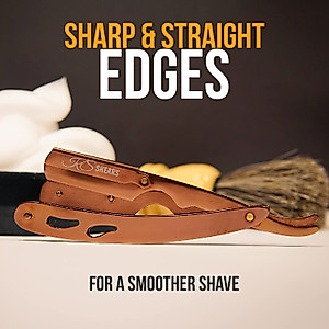 KS SHEARS Straight Razors For Men Kit - Mens Straight Razor Shaving Kit with 100-Pack Derby Platinum Blades, Barber Straight Razor with Safety Straight Razor Blades, Barber Razor For Men - Rose Gold