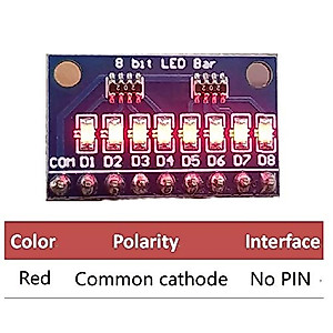 3.3V 5V 8 Bit Red Common Anode LED Indicator Module DIY kit No Pin(1)