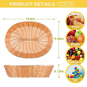 Mumufy 24 Pcs Plastic Oval Baskets Bulk 12.6 Inch Large Food Storage Basket Fruit Vegetables Woven Basket Empty Toy Gift Baskets Bread Basket for DIY Easter Basket Serving Display Home Restaurant
