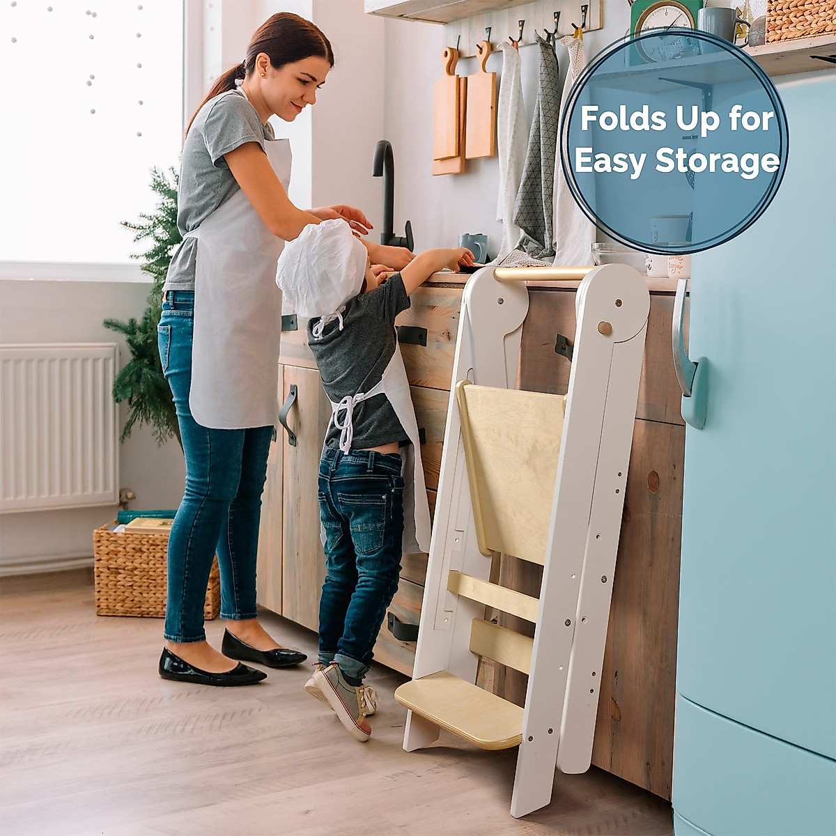 Foldable Learning Stool | Montessori Learning Stool for Toddlers | Folding Step Stool for Kids | Foldable Toddler Tower