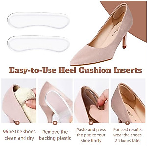 Heel Grips, 8PCS Heel Inserts, 12PCS Shoe Inserts, Gel Heel Cushion Inserts for Women Men, Adhesive Shoe Pads for Loose Shoes, Heel Slipping, Rubbing