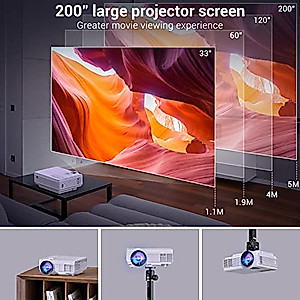 Projector with WiFi and Bluetooth, 5G WiFi Native 1080P 8500L YOWHICK Outdoor Projector 4K Support, Mini Portable Movie Projector with Screen, for HDMI, VGA, USB, Laptop, iOS & Android Phone