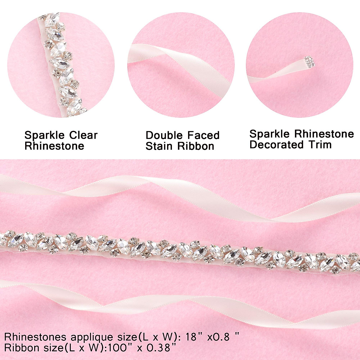 yanstar Handmade Bridal Belt Silver Crystal Rhinestone Wedding Belt Sash With White Organza For Bridal Wedding Party Gowns Dress