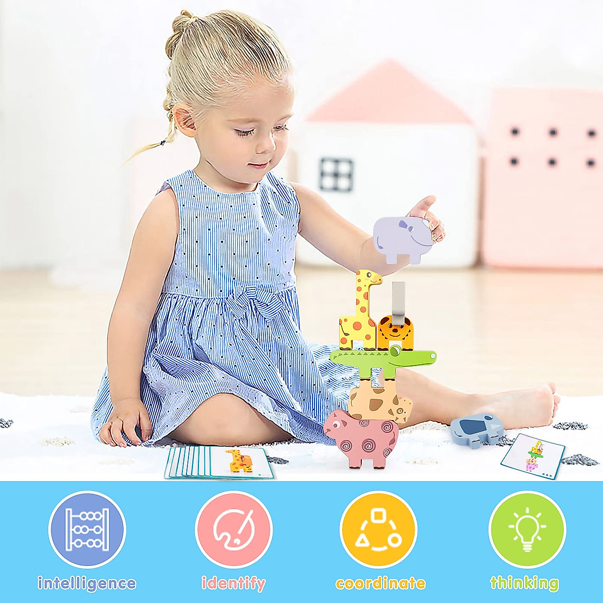 Ejonir injonir Wooden Stacking Toys Montessori Learning Education Toys Preschool Toys Children's Intelligence Games Christmas and Birthday Gifts 2-3-4-5-year-old Boys and Girls Toys