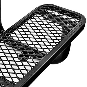 Global Industrial 4 ft. Expanded Metal Rectangular Outdoor Steel Picnic Table, Black