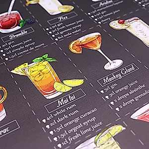 SAGUEYU Family Cocktail Guide Recipe Poster Painting on Canvas Wine Mixology Drink Wall Art Bar Pub Kitchen Dining Room Home Wall Decor 15.7 X 27 Inch (With Frame)