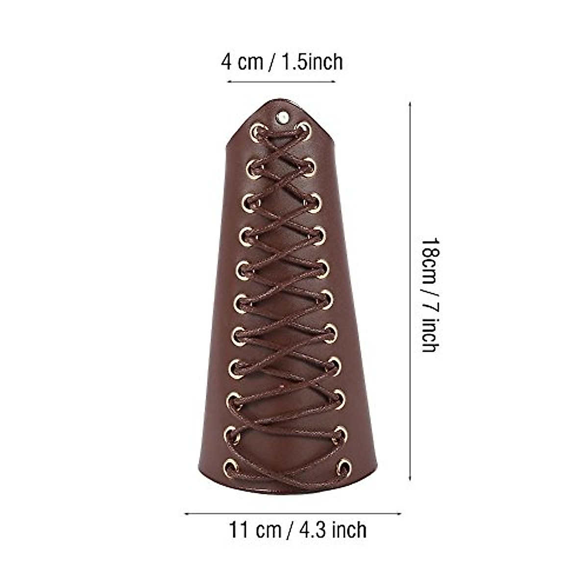 1Pcs Archery Arm Guard Protection Safe Guard Bracer Hunting Shooting Laceup Leather Armguard Wristband Wide Bracer Arm Armor Cuff for Recurve Bow Shooting Hunting(Brown) Arm Guard Archery Brown Fo