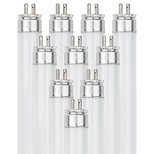 Sunlite 05065 F8T5/WW T5 Linear Fluorescent Lamp, 8 Watts, 380 Lumens, 2700K Soft White, Miniature G5 Bi-Pin Base, ROHS Compliant, High Performance Straight Tube, 10 Pack