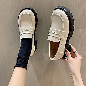 Women Casual Shoes Fashion Spring New Casual Retro Style Comfortable Square Heel Thick Heel Slip On Shoes Dressy Flip White