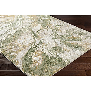 BoutiqueRugs Liverpool Modern Abstract Large Area Rug - Contemporary Marble Print Rug for Living Room - Cream, Green - 7'10" x 10' (8x10 Area Rug)