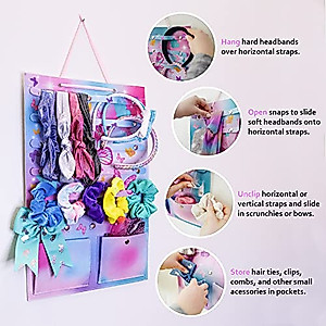 FROG SAC Bow and Headband Holder, Butterfly Hair Accessories Organizer for Girls, Hair Clip Accessory Organizers for Kids, Toddler Baby Wall Hanging Head Band Hairbow Bows Hangers for Closet Door