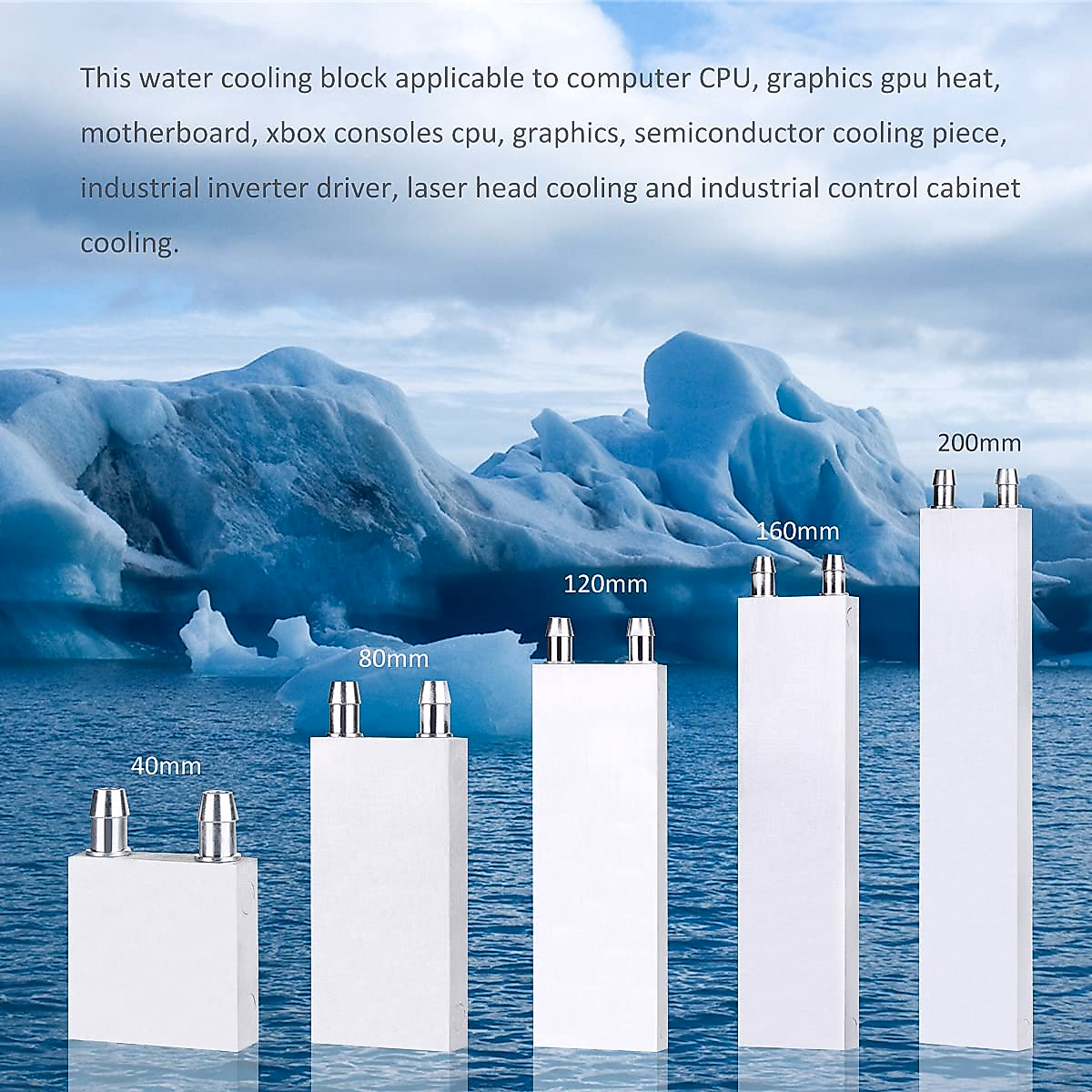 ClYXGS Aluminum Water Cooling Block, Liquid Cold Water Plate Heat Sink Water-Cooled Exchanger Head semiconductor Refrigeration Sheet CPU Graphics Radiator Heatsink Endothermic Head (40 x 120 x 12mm)