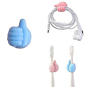 Manmao 20Pcs Creative Silicone Thumb Wall Hook - Multifunction Adhesive Cable Clip ,Self Adhesive Thumb Cable Organizer Clips Key Hanger