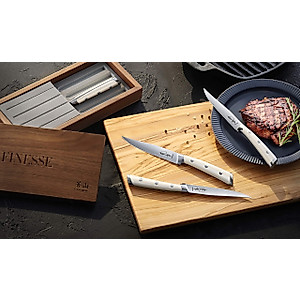 Cangshan | Thomas Keller Signature Collection 4-Piece Forged Straight Edge Steak Knife, Walnut Box