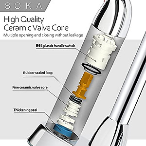 SOKA Two Handles Centerset Bathroom Faucet For Sink High Arc Stainless Steel With Deck Plate & Pop-Up Drain Assembly Fit 3 Hole Installation, Chrome (SK18001C)