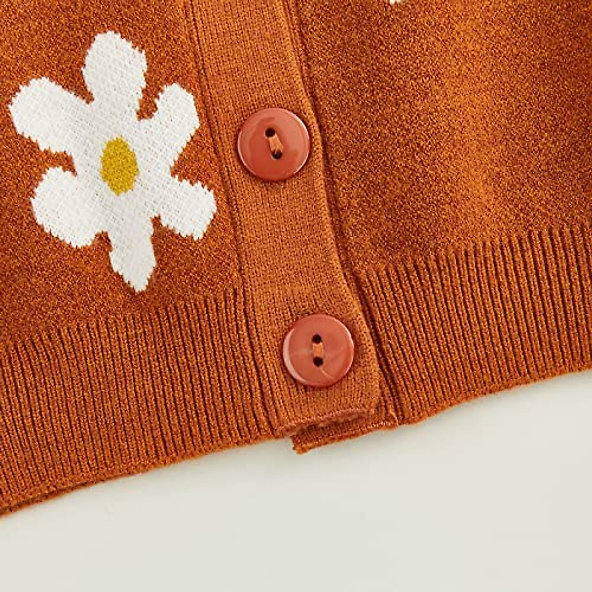 Toddler Baby Girl Cardigan Long Sleeve Floral Button Knit Sweater Coats Top Cute Fall Winter Knitwear Jacket Warm Clothes (Brown,2-3T)