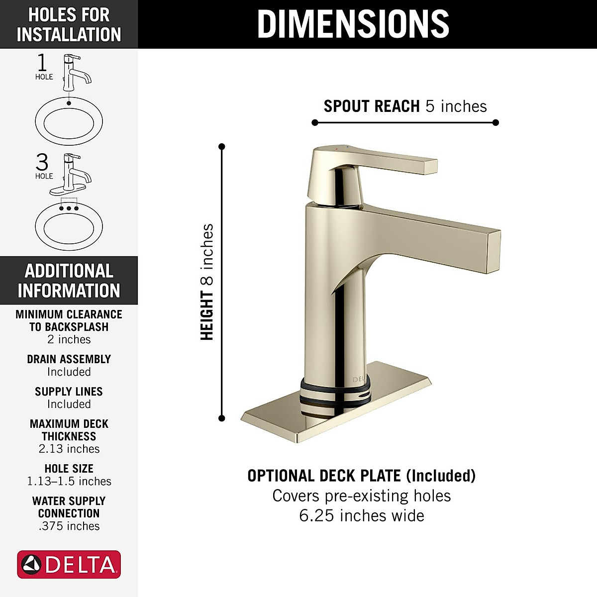 Delta Faucet 574T-DST, Chrome Zura Single Handle Centerset Lavatory Faucet with Touch2O.xt Technology