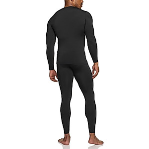 TSLA Men's Thermal Underwear Set, Microfiber Soft Fleece Lined Long Johns, Winter Warm Base Layer Top & Bottom, Soft Micro Fleece Black, Medium