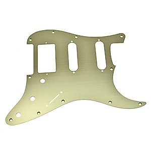 Dopro 11-Hole Aluminum Anodized Modern Style Strat HSS Guitar Pickguard Scratch Plate Fits American/Mexican Fender Gold