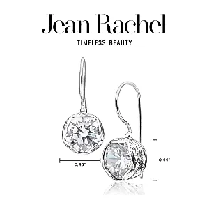 925 Sterling Silver Earrings With 2 White Round Cubic Zirconia, 10MM Bezel, Impressive Bling Effect Hypoallergenic, Nickel and Lead-free, Artisan Handcrafted Designer, French Wire Back, Made In Israel