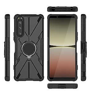 Compatible with Sony Xperia 10 III Case Cover,Compatible with Sony Xperia 10 III 5G SO-52B Case Ring Stand 2 in 1 Phone Case Cover Black