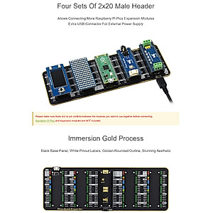 Coolwell Quad GPIO Expander for Raspberry Pi Pico Board with Four Sets of Male Headers for Directly Connecting Expansion Modules,USB Power Input Connector
