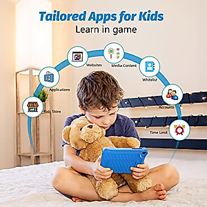 Cheerjoy Kids Tablet 8 inch Tablet for Kids 4000mAh 2GB+32GB HD 1280 * 800 Learning Kids Tablets with WiFi, Bluetooth, Dual Camera, Parental Control (Blue)