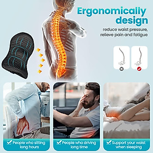 AgoKud Lumbar Support Pillow, Lumbar Support for Office Chair,Memory Foam Back Support Pillow for Lower Back Pain Relief,Adjustable Lumbar Pillow for Bed,Sleeping,Car Seat