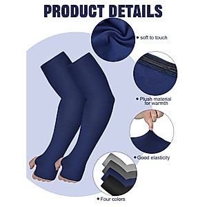 Newcotte 4 Pairs Warmers Thermal Arm Sleeves Warm Long Arm Cover with Thumb Holes for Adults Men Women Outdoor Sports(Medium)