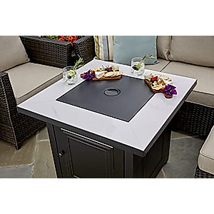 Endless Summer, The Bristol, Square 30" Outdoor Propane Fire Pit, Includes Black Fire Glass, Table Insert, & Protective Cover