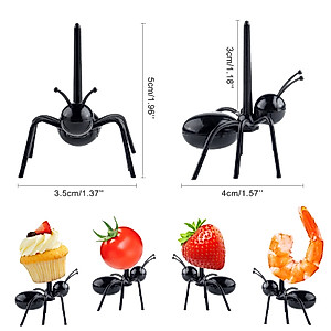 ASTARON 36 Pcs Ant Food Picks for Bug Themed Birthday Party Halloween Party Decorations Supplies Fruit Dessert Forks Reusable Ant Food Pick Appetizer Forks for Snack Cake Dessert