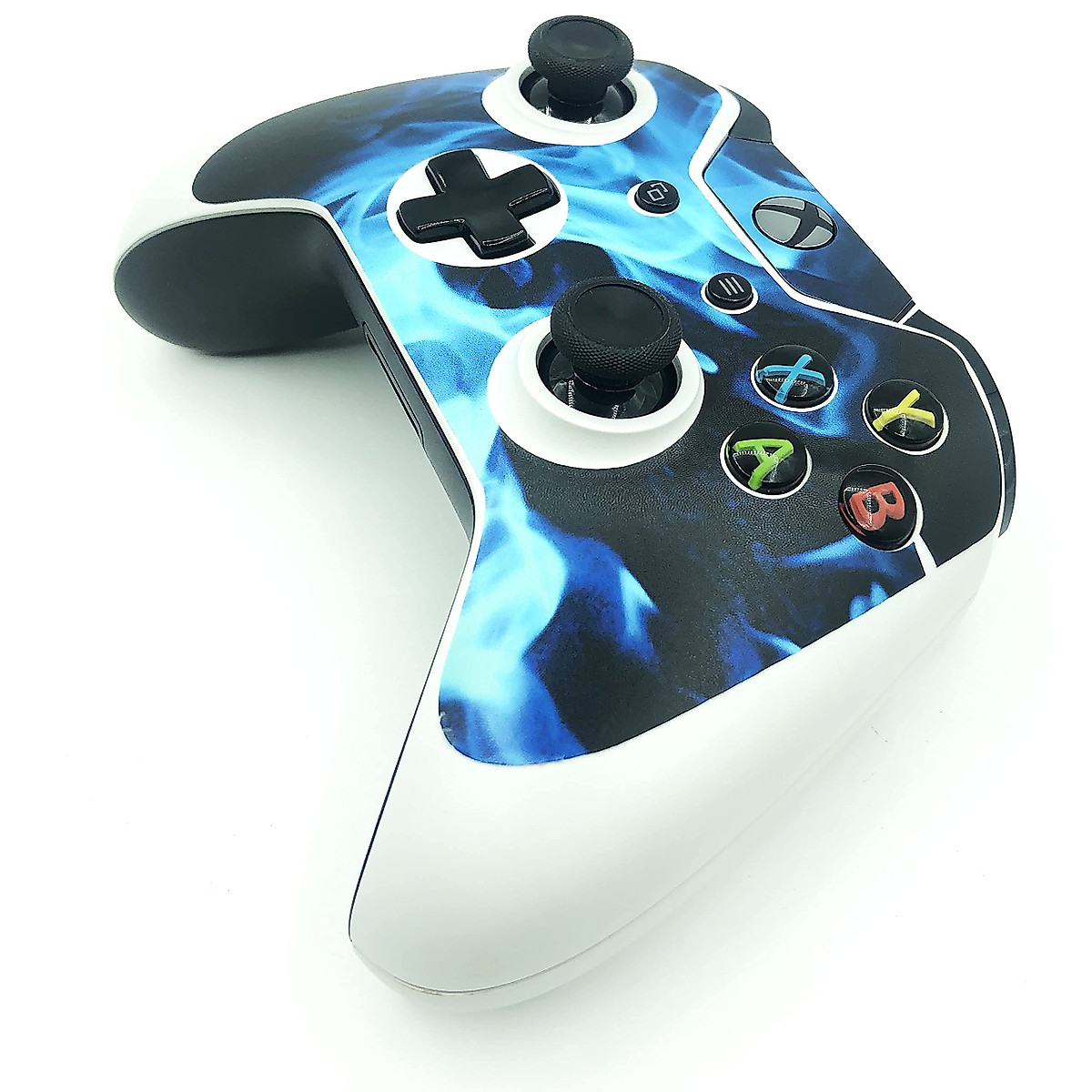 UUShop Protective Vinyl Skin Decal Cover for Microsoft Xbox One Console wrap sticker skins with two Free wireless controller decals Blue Fire Flame(NOT for One S or X)
