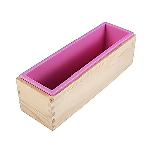 Silicone Soap Mold for Soap Making, Rectangular Loaf Soap Mold with Wooden Boxes Silicone Soap Making Kit for Adults Beginners DIY Making Tool
