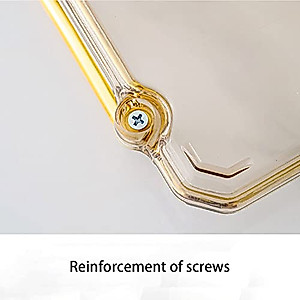 2 Pack Plastic Serving Tray with Gold Handles, 12 x 4 inch Clear Amber Decorative Tray with 1”Wall, Long Narrow Coffee Table Tray Rectangular Tea Tray Decor with Gold Rim for Bar, Party, S, Halyuhn