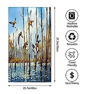 COVASA Duck Hand Towels for Bathroom Set of 2 Mallard Duck Flying Fall Wildlife Animal Hunting Microfiber Small Bath Towels Highly Absorbent Kitchen Dish Fingertip Shower Towel for Spa Gym,15.7"x27.5"