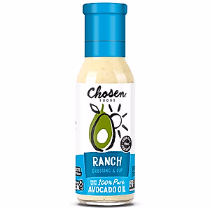Chosen Foods Avocado Oil-Based Ranch Salad Dressing and Marinade, Keto Diet Friendly, Gluten Free, Low-Carb Sauce (8 oz)