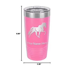 LaserGram 20oz Vacuum Insulated Tumbler Mug, Horse, Personalized Engraving Included (Pink)