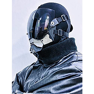 FUDAOLE Cyberpunk Commander Cosplay Mask,DIY Detachable Punk Mask,Perfect for Halloween,Parties,Masquerade,and Music Festivals Black