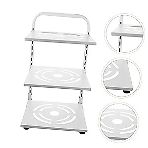 Zerodeko Pots and Pans Organizer Dish Drying Rack Multi-layer Pot Rack Kitchen Pan Organizer White Adjustable Multifunctional Pot Carbon Steel Desktop Stand Pan Organizer Rack