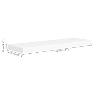 homiuse 2 Pack Floating Shelves 31.5" Wall Shelves for Bathroom Shelf Decor Floating Shelf Bracket Wall Mounted Shelves for Bedroom Hanging Shelves for Wall Storage Small Shelf White Shelves MDF
