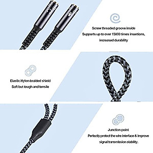 Audio Splitter, Headphone Splitter 3.5mm Nylon-Braided，BEZOKABLE Aux Splitter Male TRS to Dual Female 3.5 Audio Cable for Phone, PS4,PS5, Xbox One S,Nintendo Switch, Tablets and More - Slilver