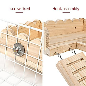 antiai Wooden Hamster Toys Guinea Pig Platform with Climbing Ladder,Hamster Wood Desk Stand Habitat Decor,Chinchilla Rat Squirrel Rabbit Guinea Pig Small Animal Cage Accessories(Large)