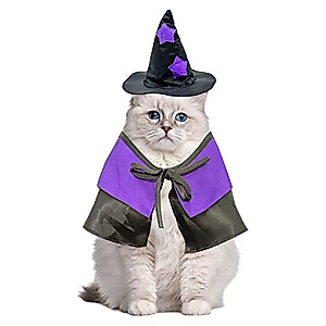 Chichome Cat Halloween Costumes Halloween Pet Wizard Costume for Small Dog Cat Dog Cat Wizard Costume for Cosplay Halloween Party Halloween Christmas Pet Costume Gift for Small Dogs Cats
