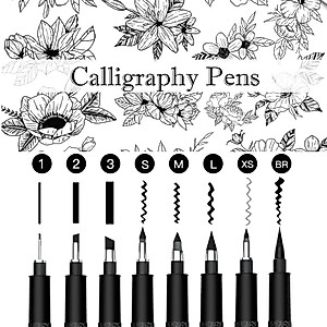 Calligraphy Pens, CADITEX 8 Size Calligraphy Pens Set for Beginners Drawing, Writing