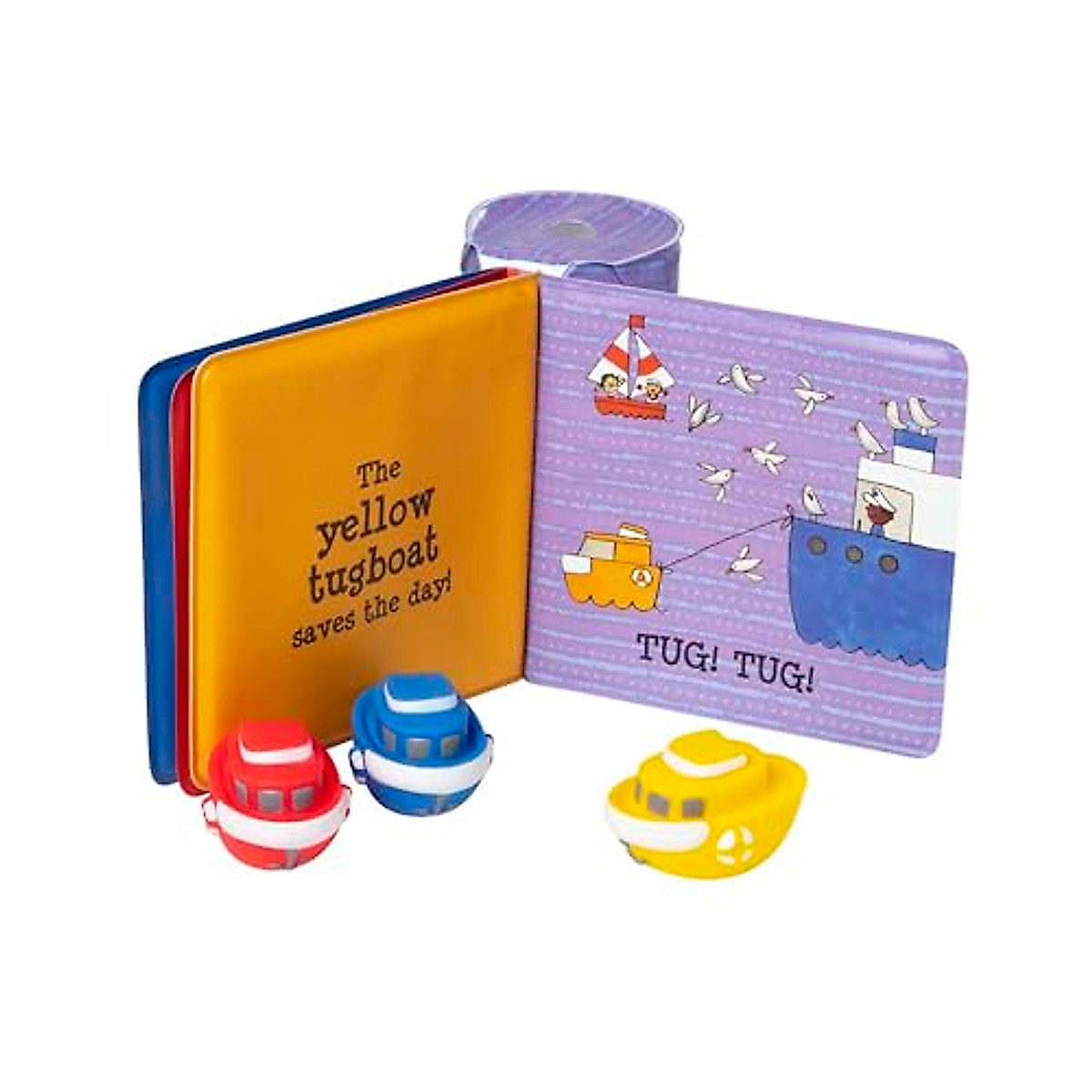 Melissa & Doug Children’s Book - Float-Alongs: Tiny Tugboats (Bath Book + 3 Floating Tugboat Toys)