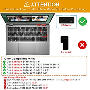 Keyboard Cover for Dell Latitude 14" 3440 3450 5420 5430 5431 5440 5450, Dell Latitude 7450 7440 7430 7420 7410 14, Dell Latitude 9510 9520 9420 9430, Dell Latitude 7520 15.6 Keyboard Skin, Mint