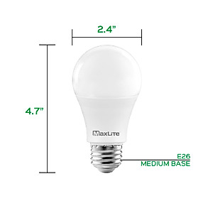 Maxlite A19 LED Bulb, Enclosed Fixture Rated, 75W Equivalent, 1100 Lumens, Dimmable, E26 Medium Base, 2700K Soft White, 12-Pack