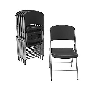 LIFETIME Commercial Grade Folding Chairs, 6 Pack, Black